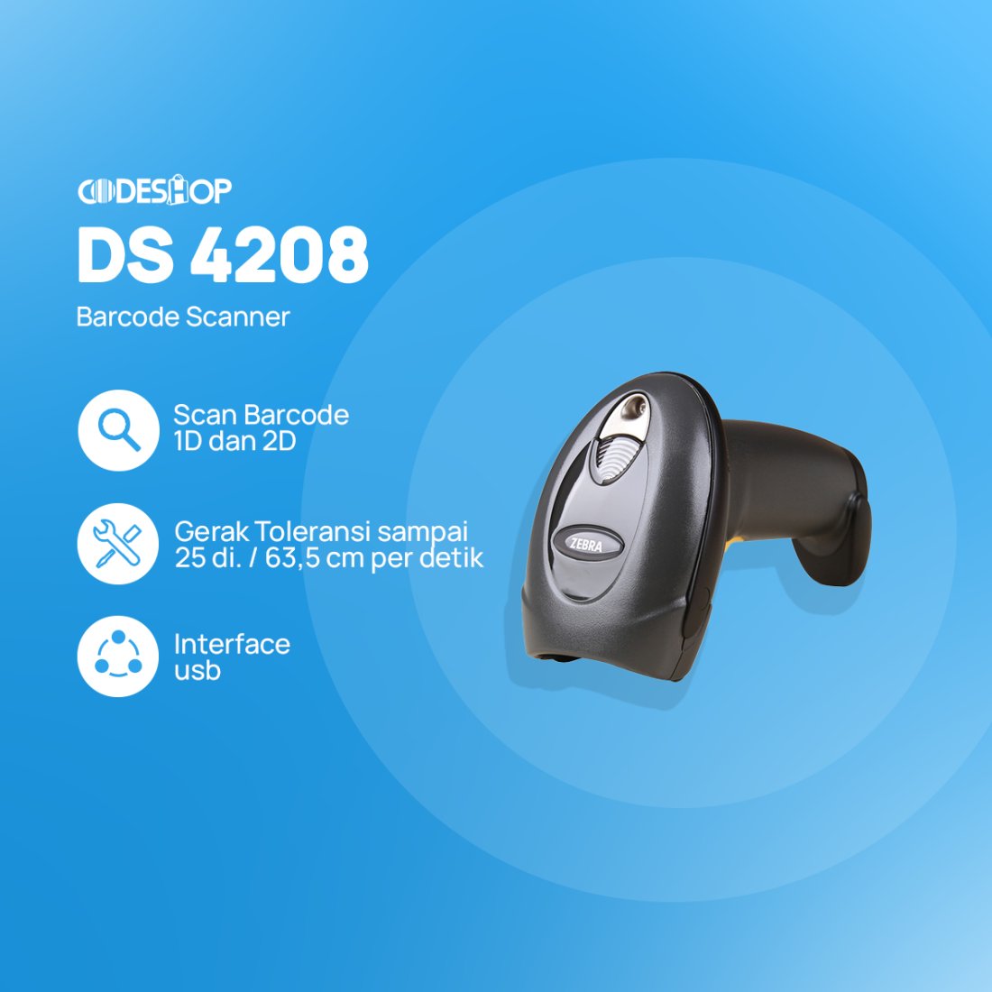 Barcode Scanner 2D Zebra DS4208 - Toko Alat Kasir, Barcode Scanner dan ...